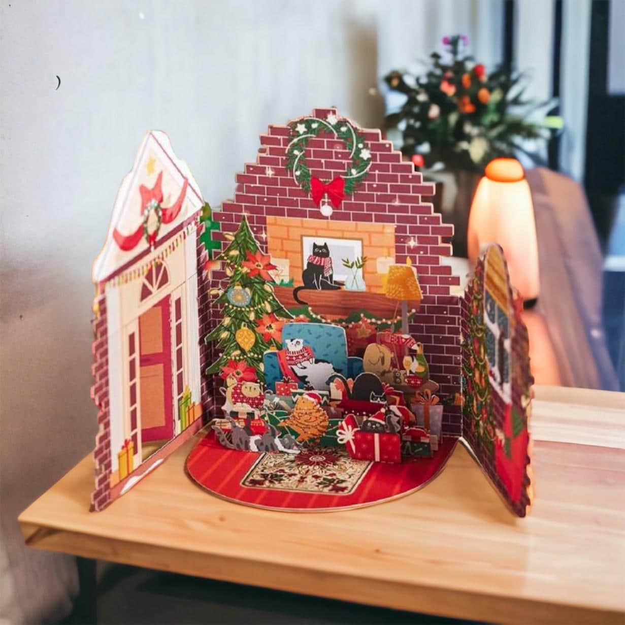 4D Pop up Card Cat Family Merry Christmas Greetings Celebration XMAS - Etsy