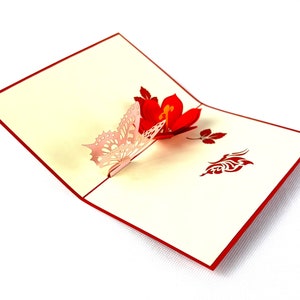 Handmade 3D Pop up Card Butterfly Flower Birthday Valentine's Mother's ...