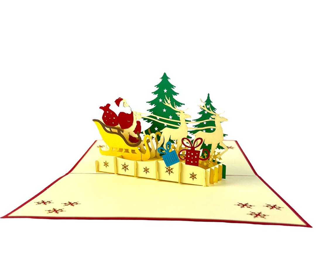 3D Pop up Xmas Card Happy Christmas Santa Claus Sledge Greeting - Etsy