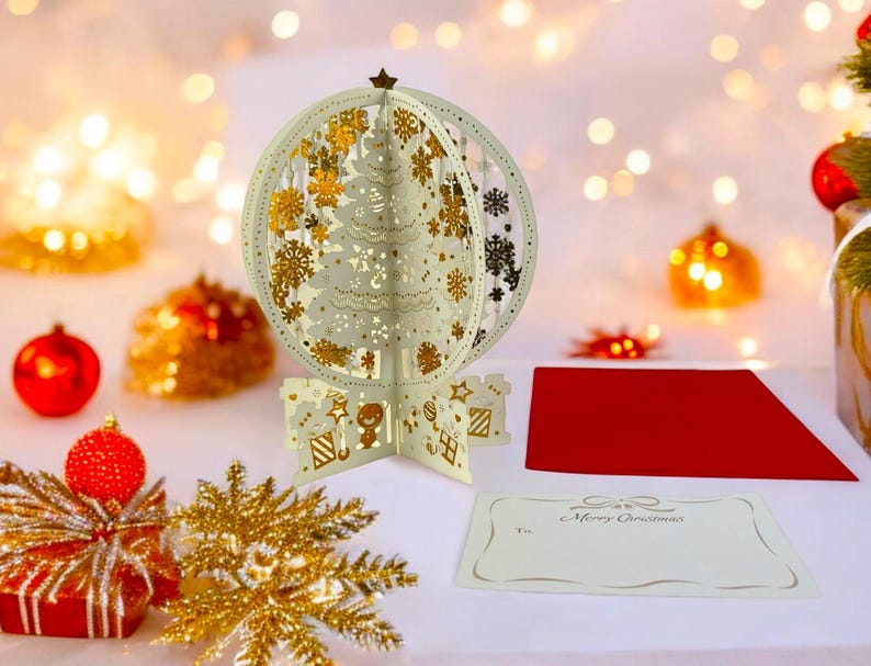 Handmade 4D Pop up Xmas Card Merry Christmas Snow Flake Seasonal ...