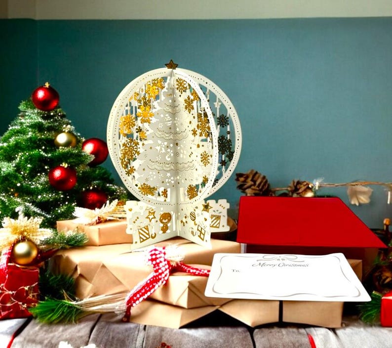 Handmade 4D Pop up Xmas Card Merry Christmas Snow Flake Seasonal ...