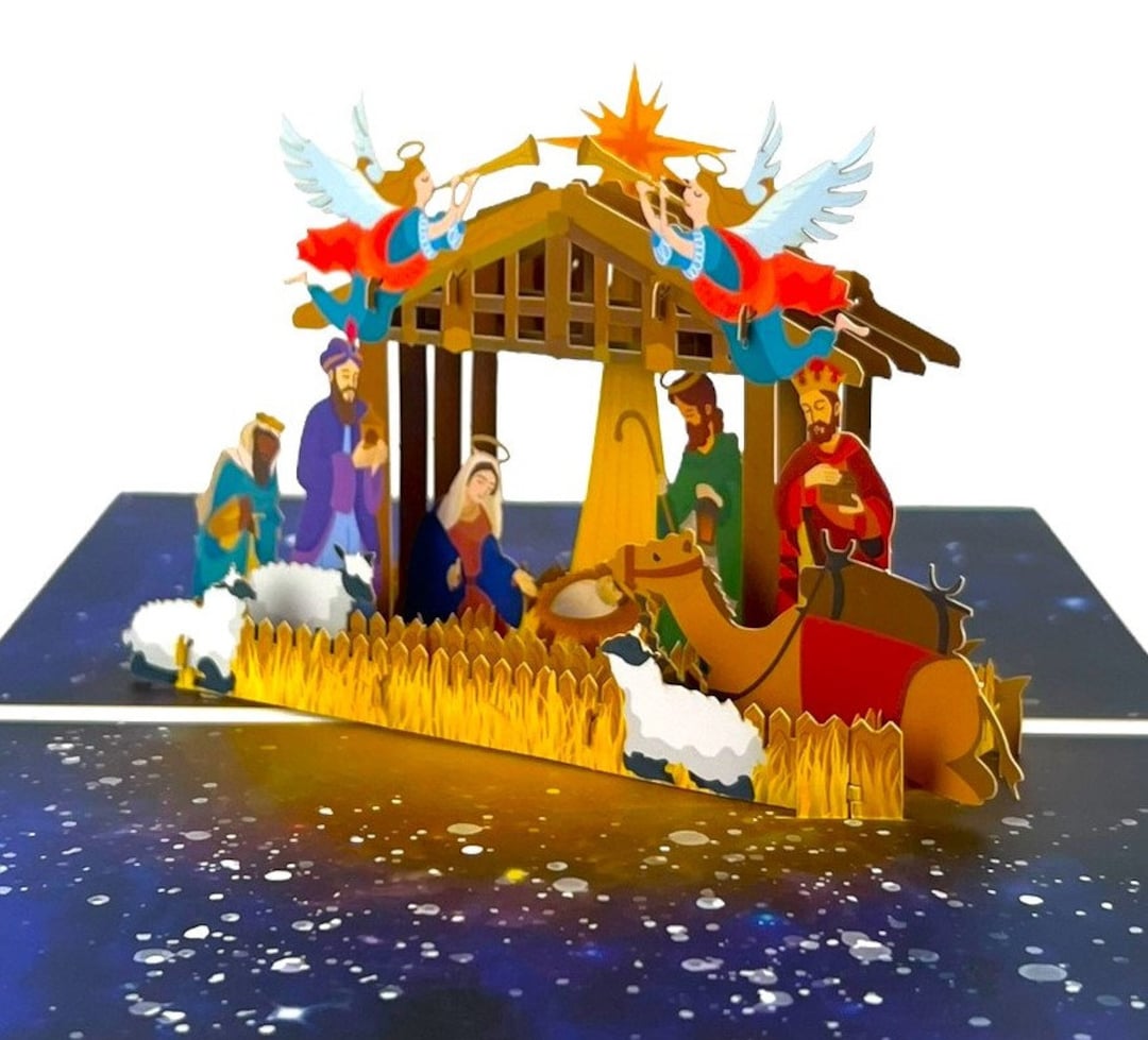 Handmade 3D Pop up Card Christmas Card Nativity Seasonal Greetings Baby ...