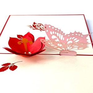 Handmade 3D Pop up Card Butterfly Flower Birthday Valentine's Mother's ...