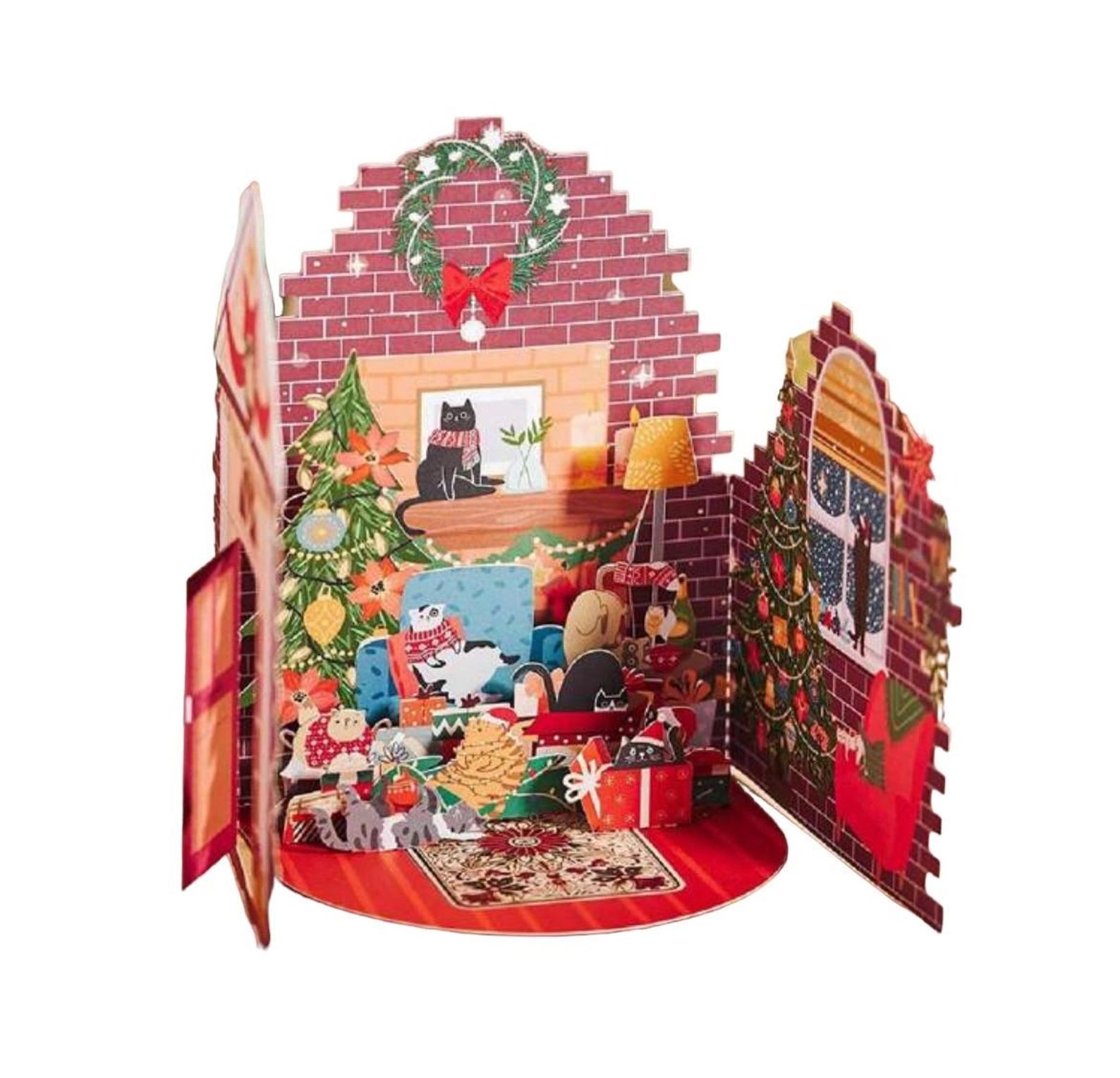 4D Pop up Card Cat Family Merry Christmas Greetings Celebration XMAS - Etsy