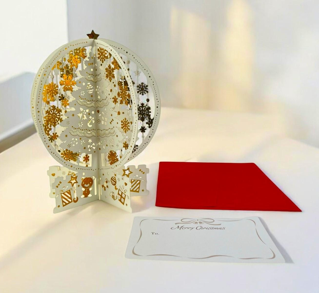 Handmade 4D Pop up Xmas Card Merry Christmas Snow Flake Seasonal ...