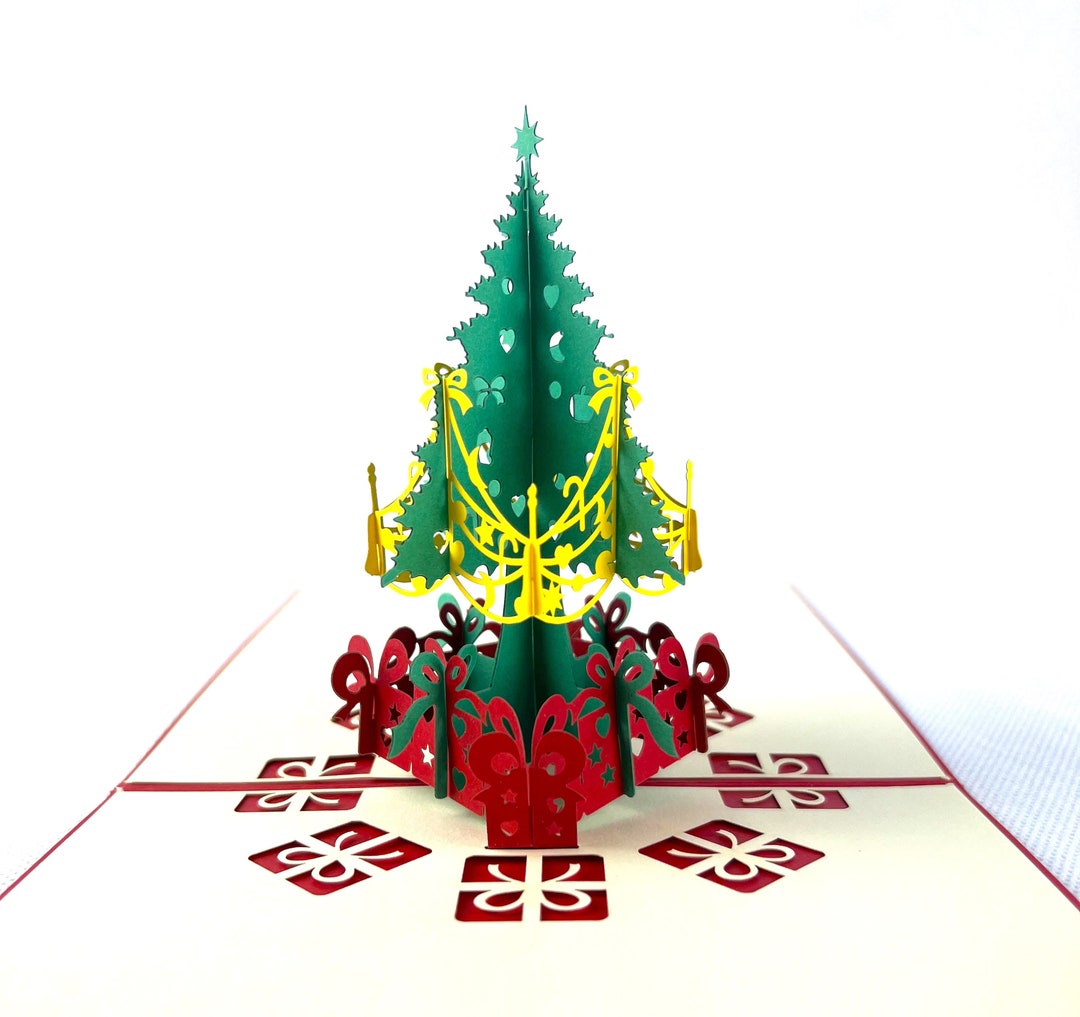 Handmade 3D Pop up Christmas Card Tree Snow Xmas Presents Festive - Etsy