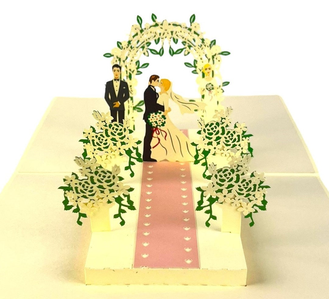 Handmade 3D Pop up White Wedding Card, Gift, Invitation, Marry Me Big ...