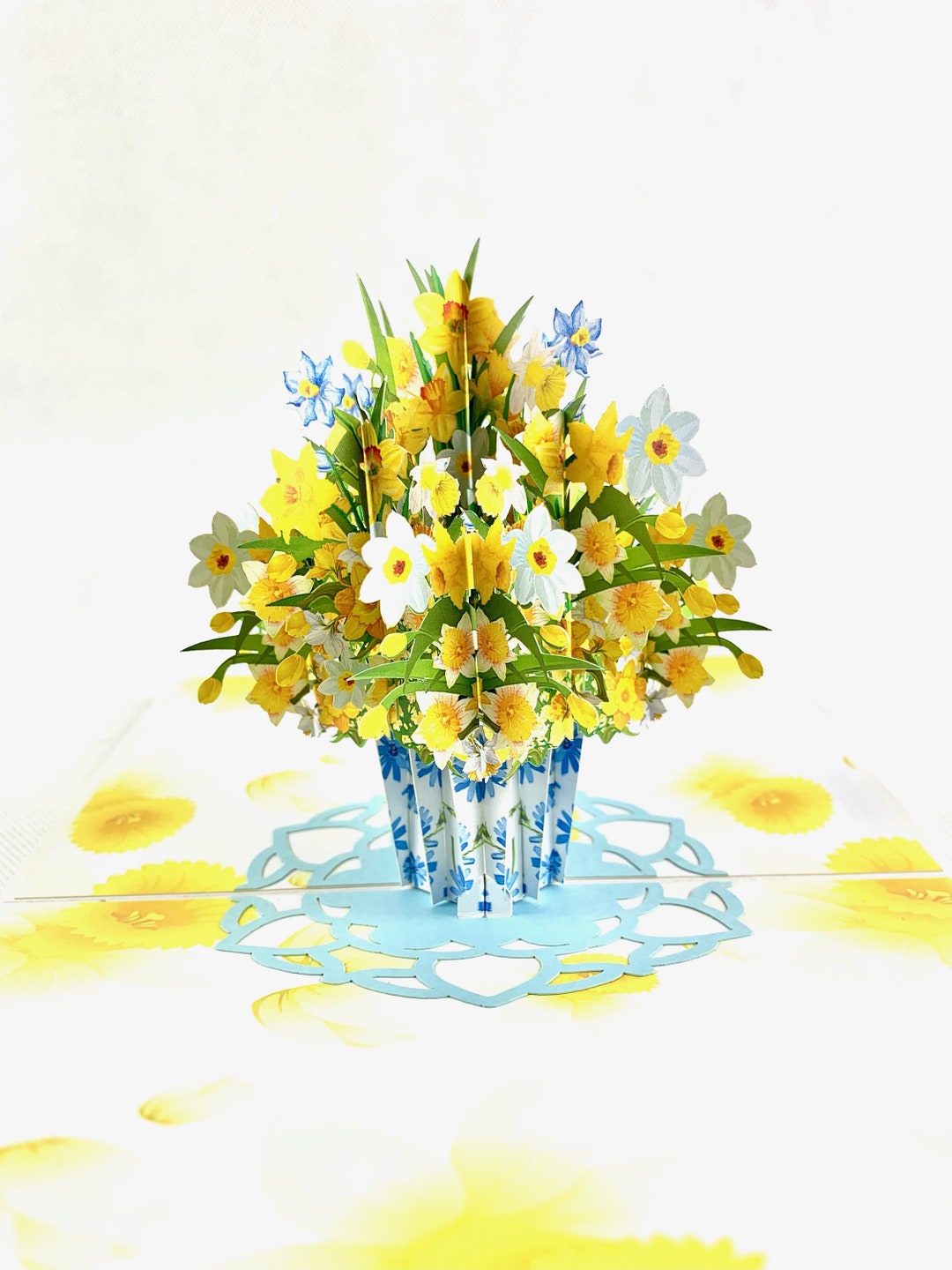 3D Pop up Card Yellow Daffodil Birthday Wedding Anniversary New Home ...