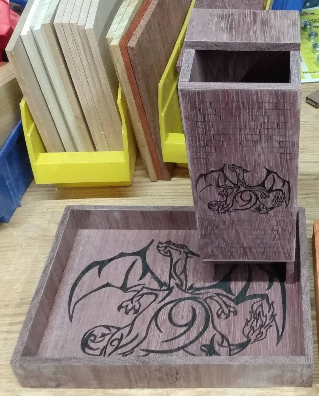 Wooden Dice Tray and Tower Set by Silverwood Wood Designs for Table Top ...