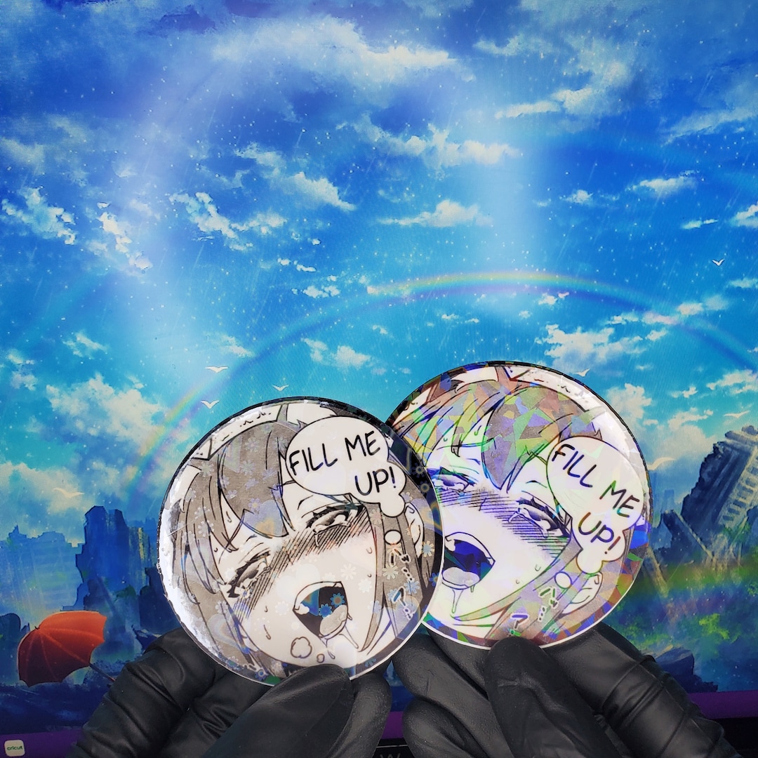 Set of 3 Fill Me up Ahegao Anime Girl Holographic Die-cut Sticker - Etsy