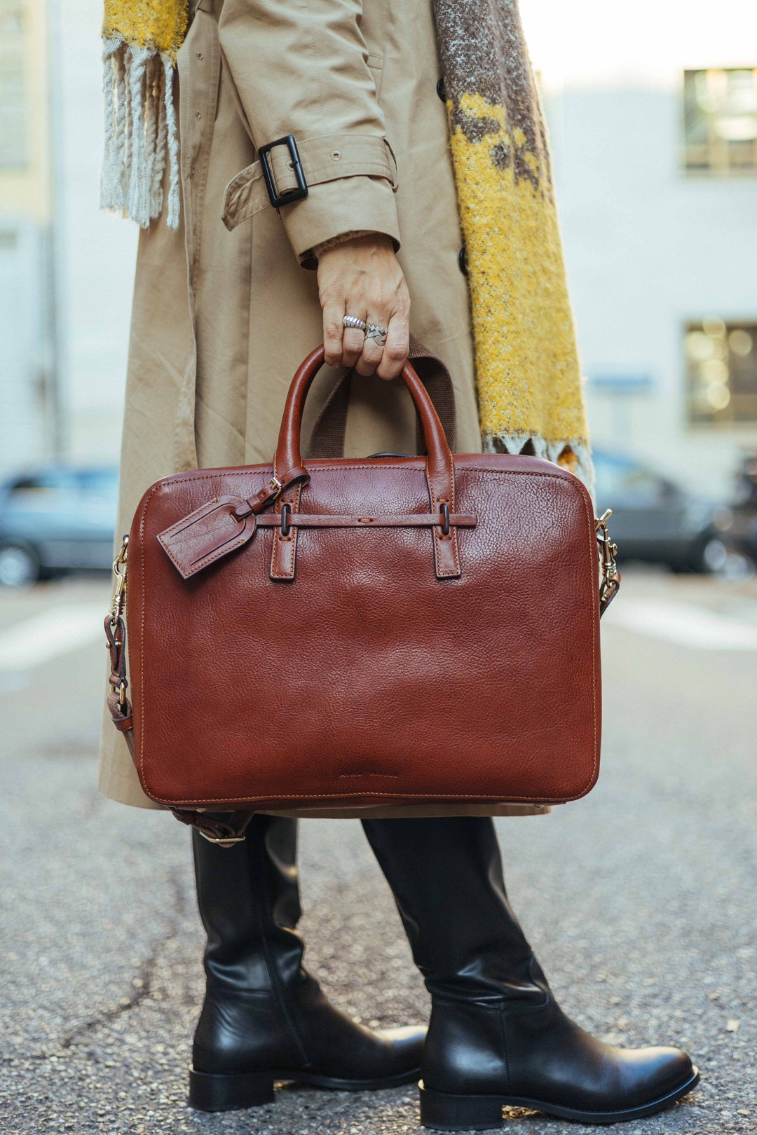 Leather Briefcase Handmade Briefcase Bron Leather Briefcase - Etsy