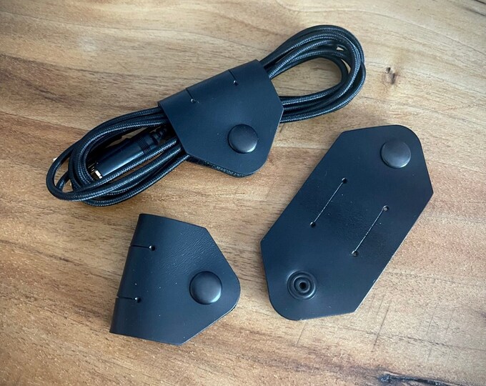 Personalised Leather Cable Tidy, Leather Cable Tie. Cord Organisation ...