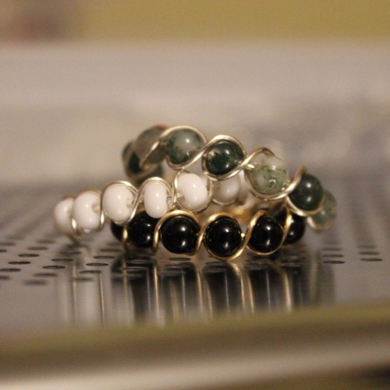 Wire Wrapped Beaded Ring - Etsy