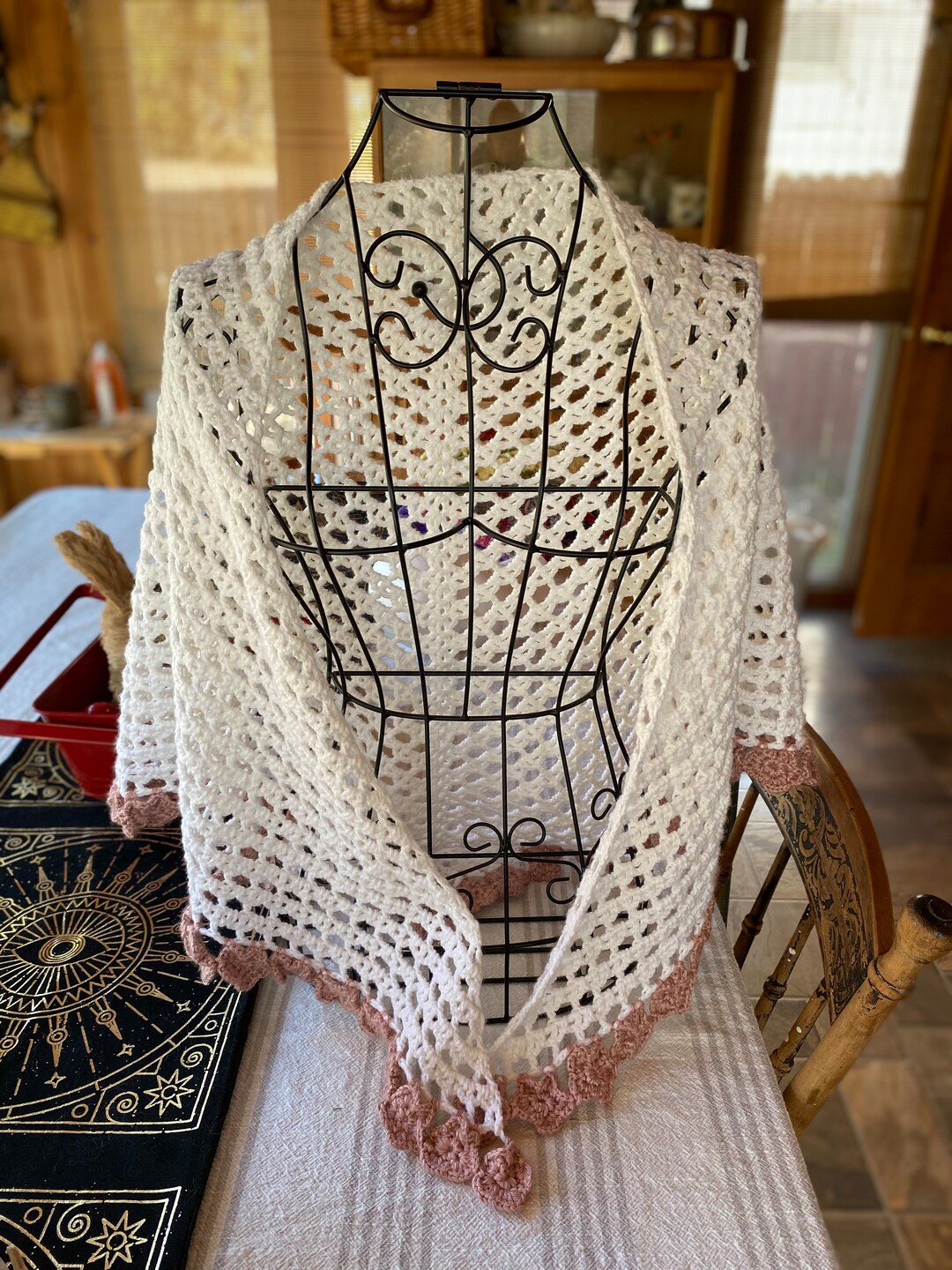 CHERRY BLOSSOM SHAWL Triangle Shawl, Shoulder Warmer, Handmade, Wrap ...