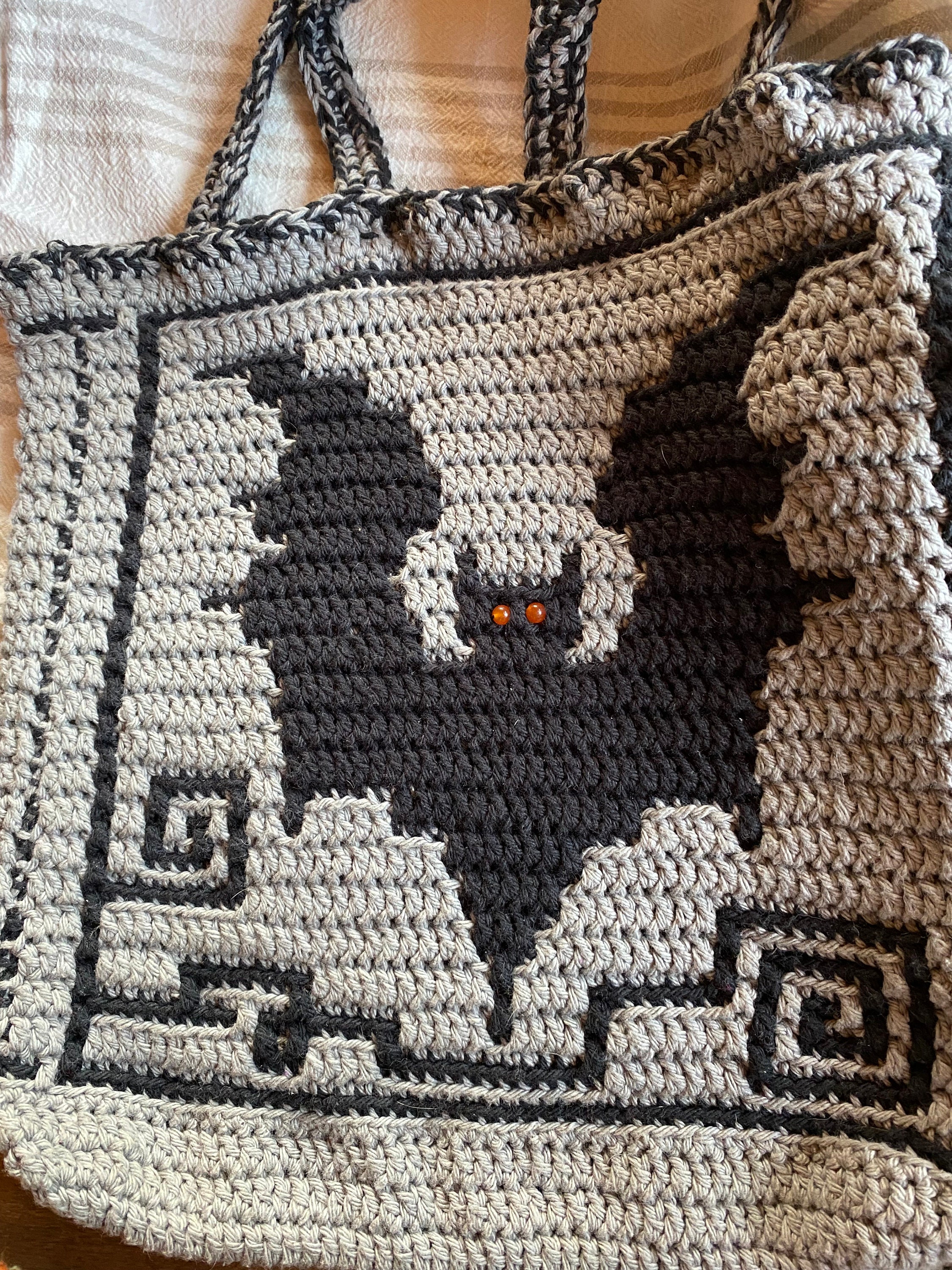 ABSOLUTELY BATTY TOTE Handmade , Crochet Purse, Halloween Bag, Bats ...
