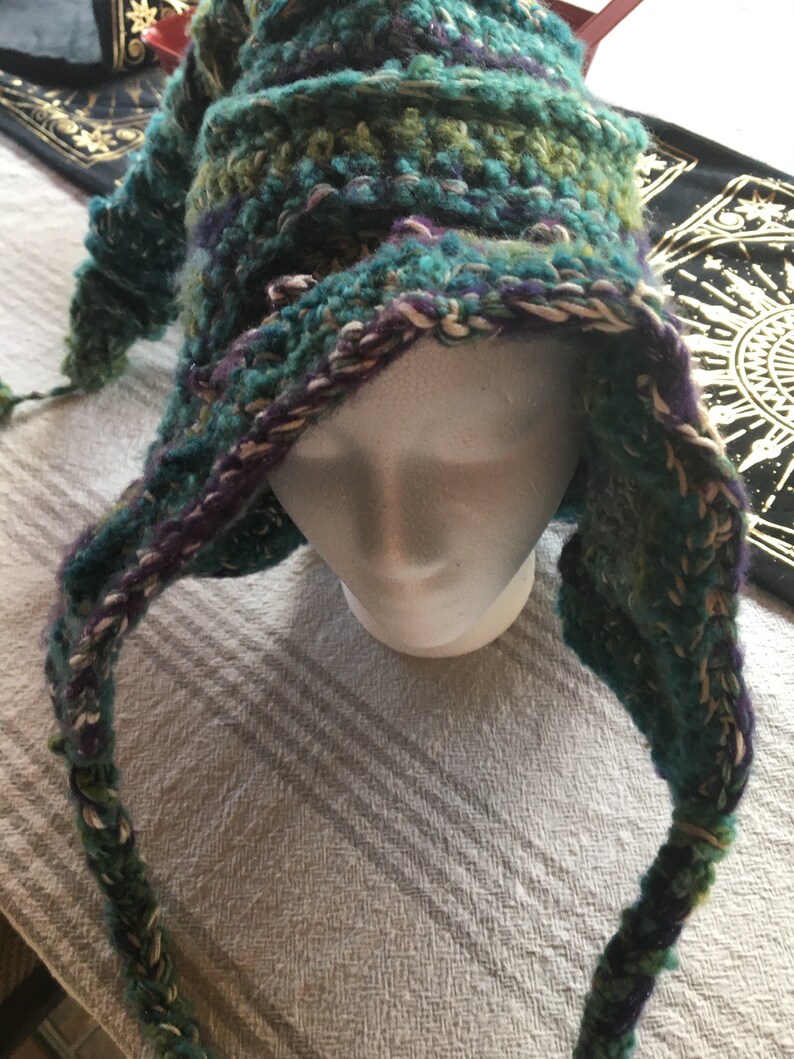 FAE ELF HOOD Long Tailed Hat, Crochet Hoods, Fairy Hat, Fantasy ...