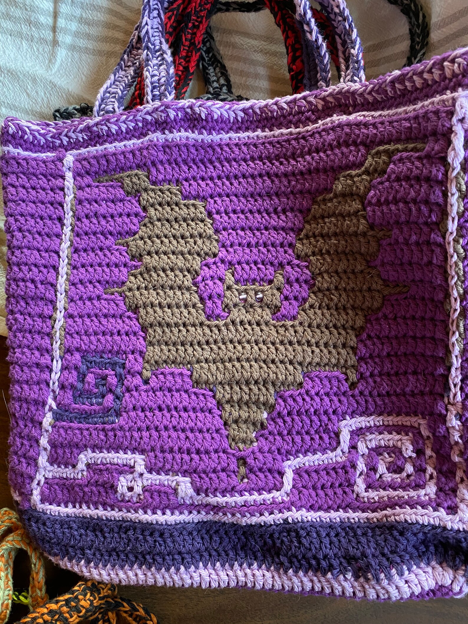 ABSOLUTELY BATTY TOTE Handmade , Crochet Purse, Halloween Bag, Bats ...