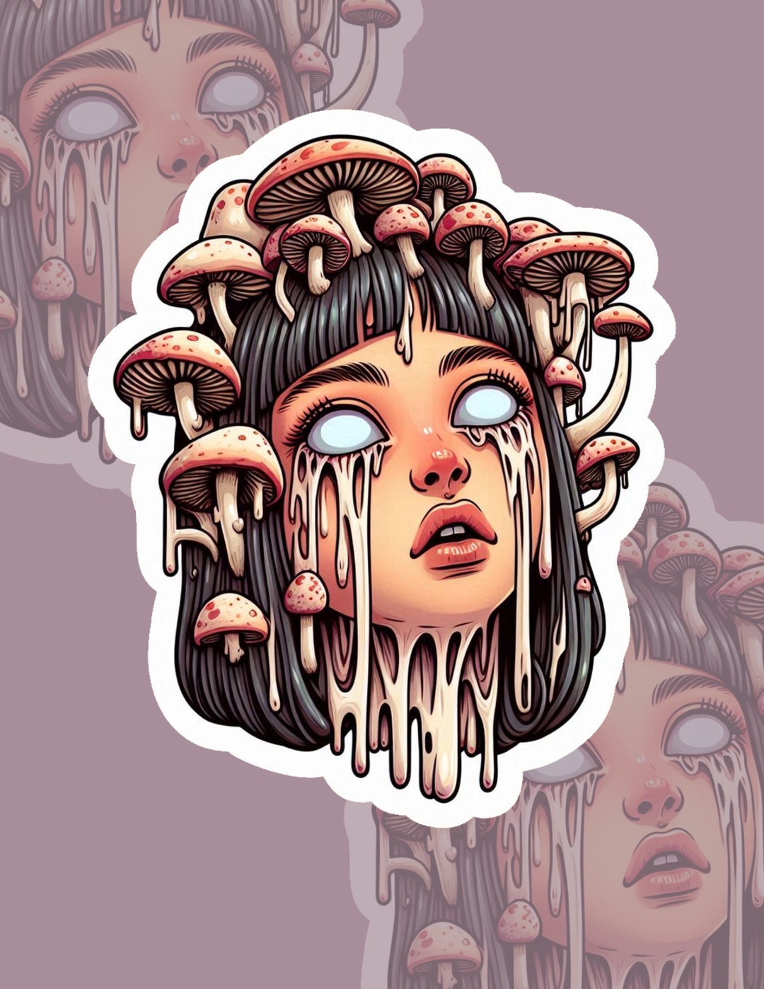 Mushroom Girl Sticker: Drippy Melty Wax, Spooky Halloween - Etsy