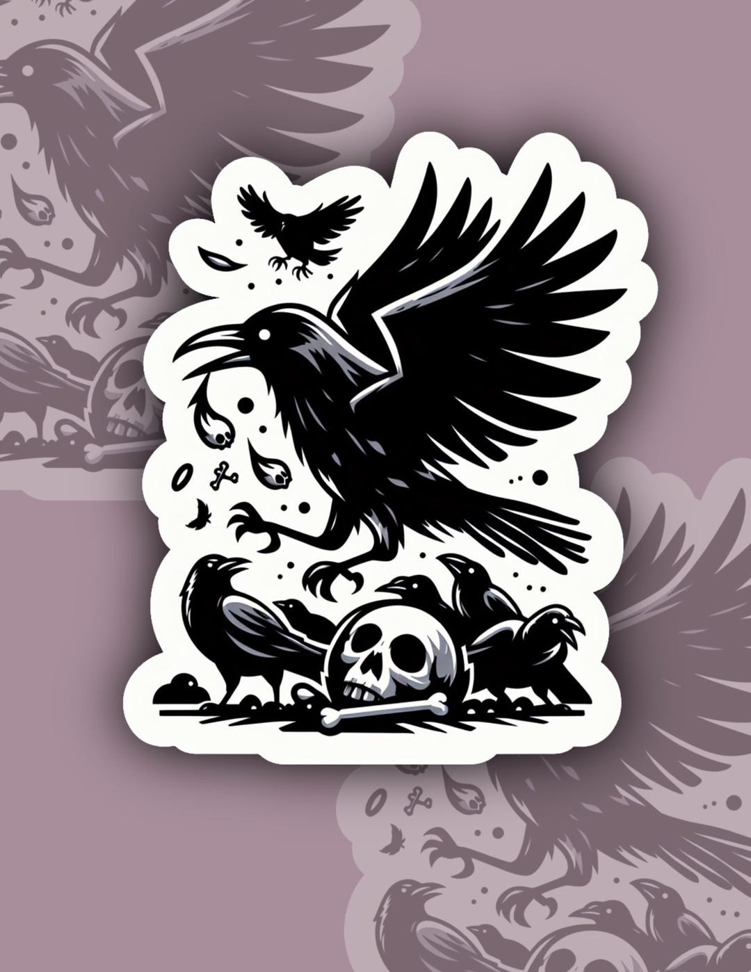 Raven Over Skull Sticker: Gothic Art Decal - Etsy