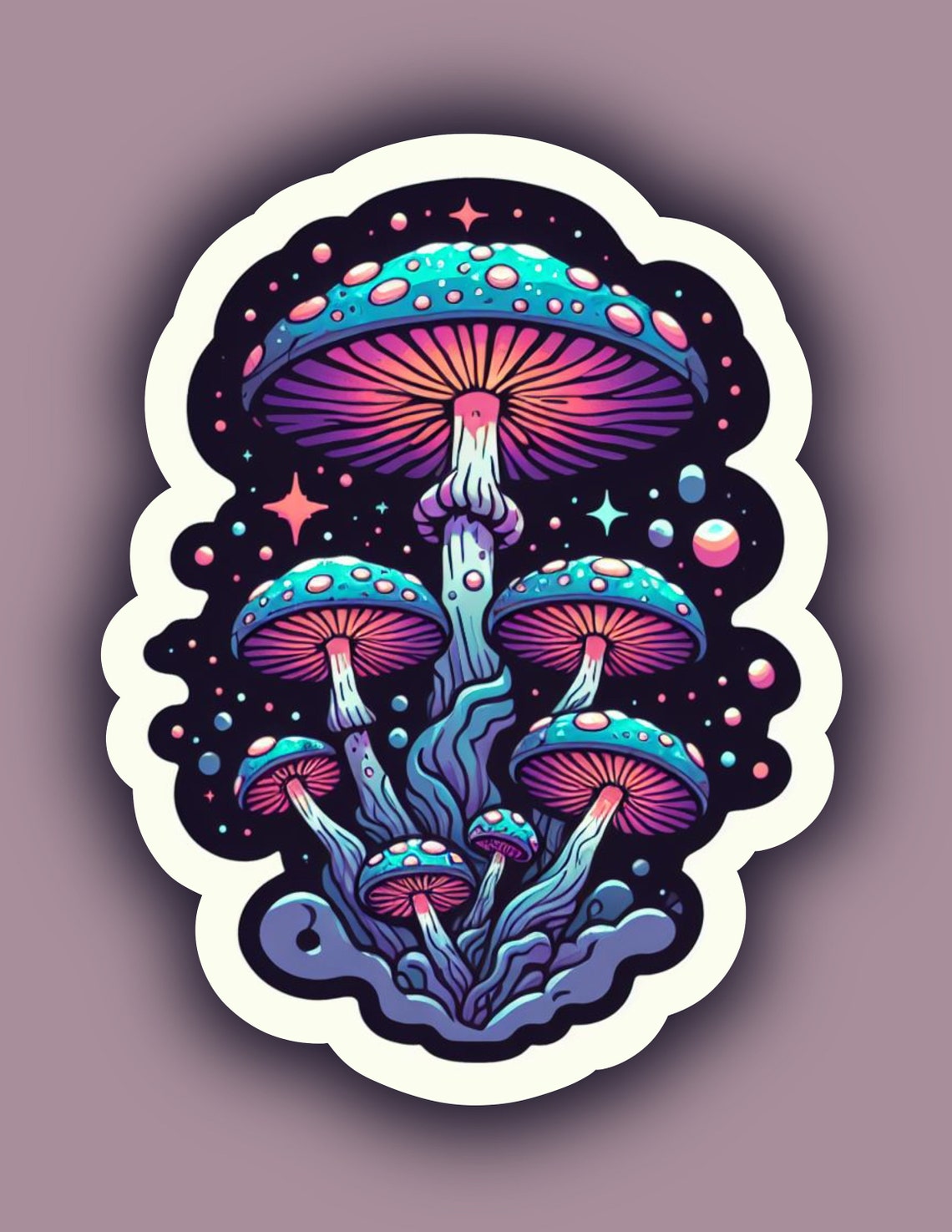 Psychedelic Mushroom Vinyl Sticker: Celestial Trippy Art - Etsy