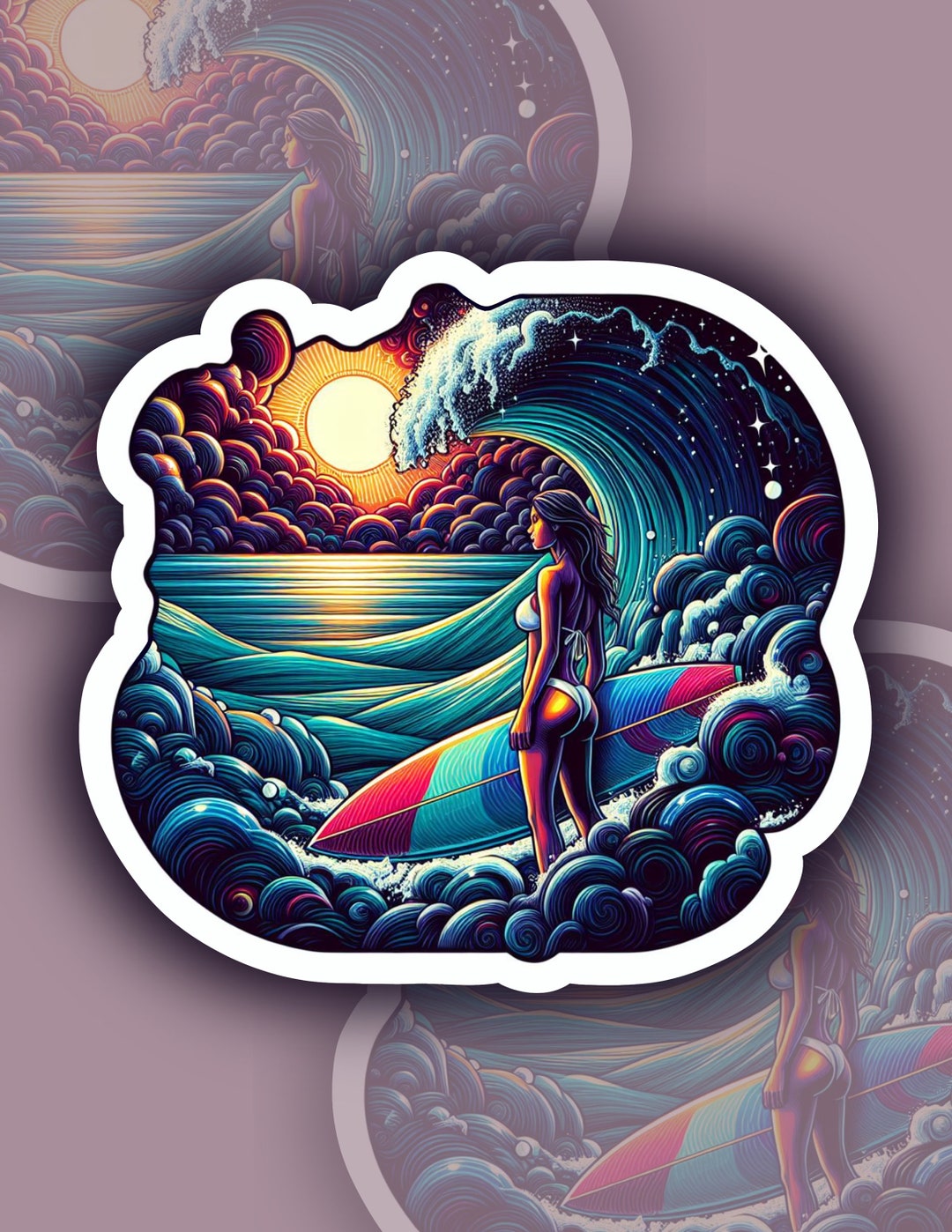 Woman Surfing, Sunset, Swimsuit, Tropical, Abstract, Artistic ...