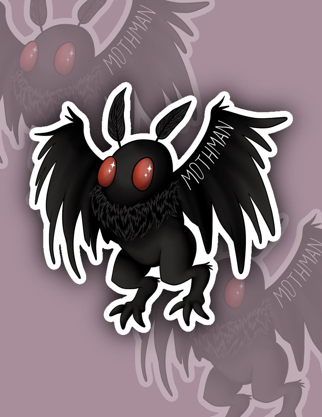 Cute Chibi Mothman Sticker – Adorable Cryptid Design, Kawaii Aesthetic ...