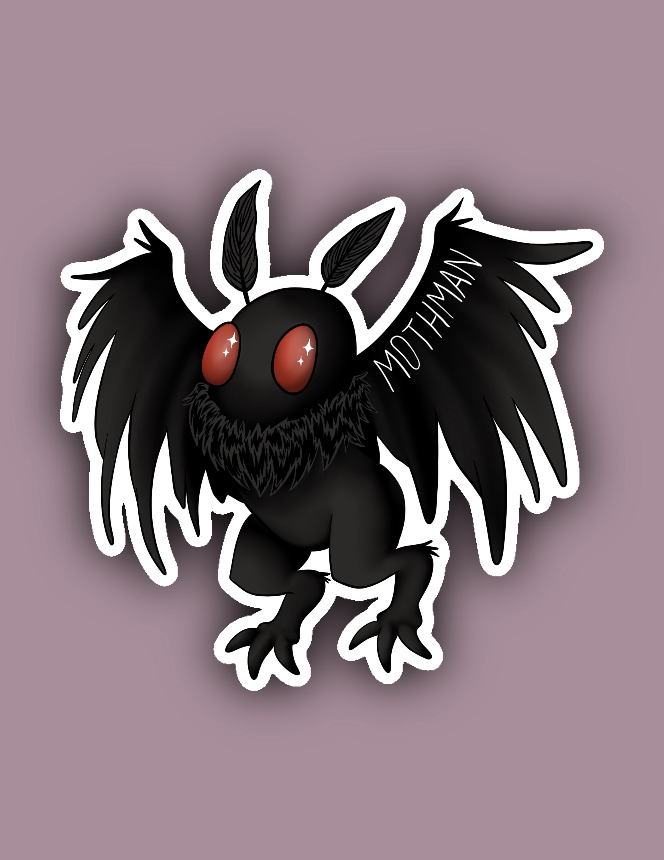Cute Chibi Mothman Sticker – Adorable Cryptid Design, Kawaii Aesthetic ...