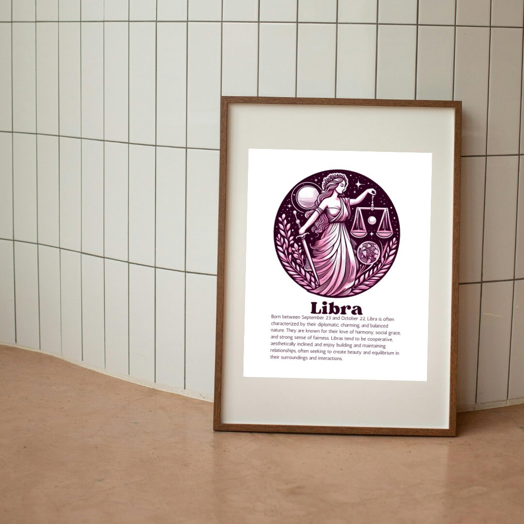 Libra Zodiac Print: Pink Goddess Astrology Art (digital Download) - Etsy