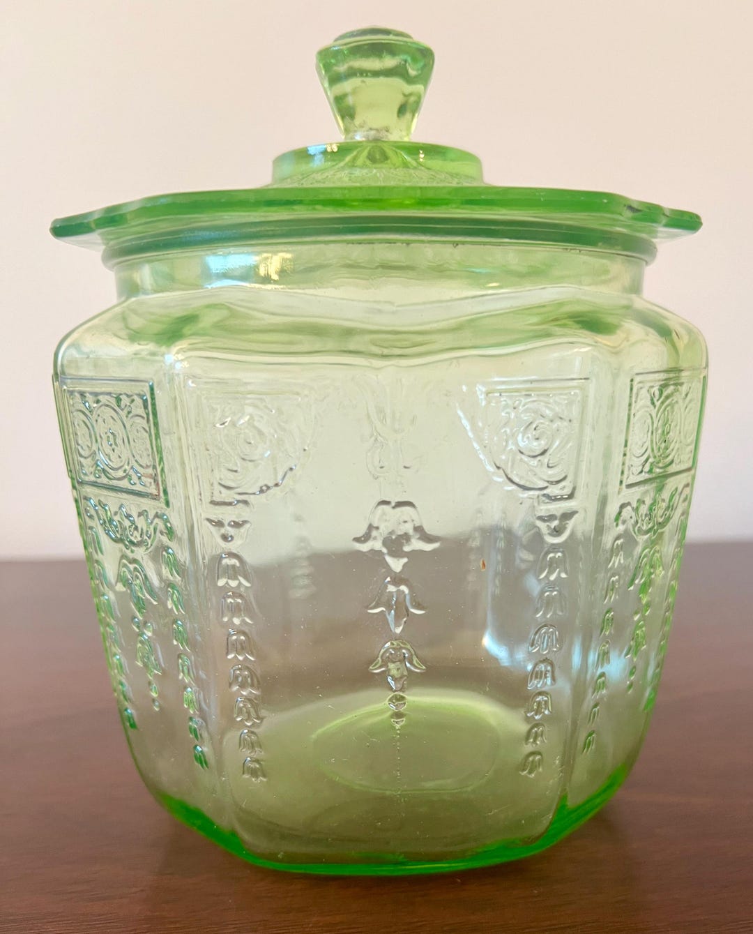 Vintage 1930s Anchor Hocking Green Uranium Depression Glass Princess ...