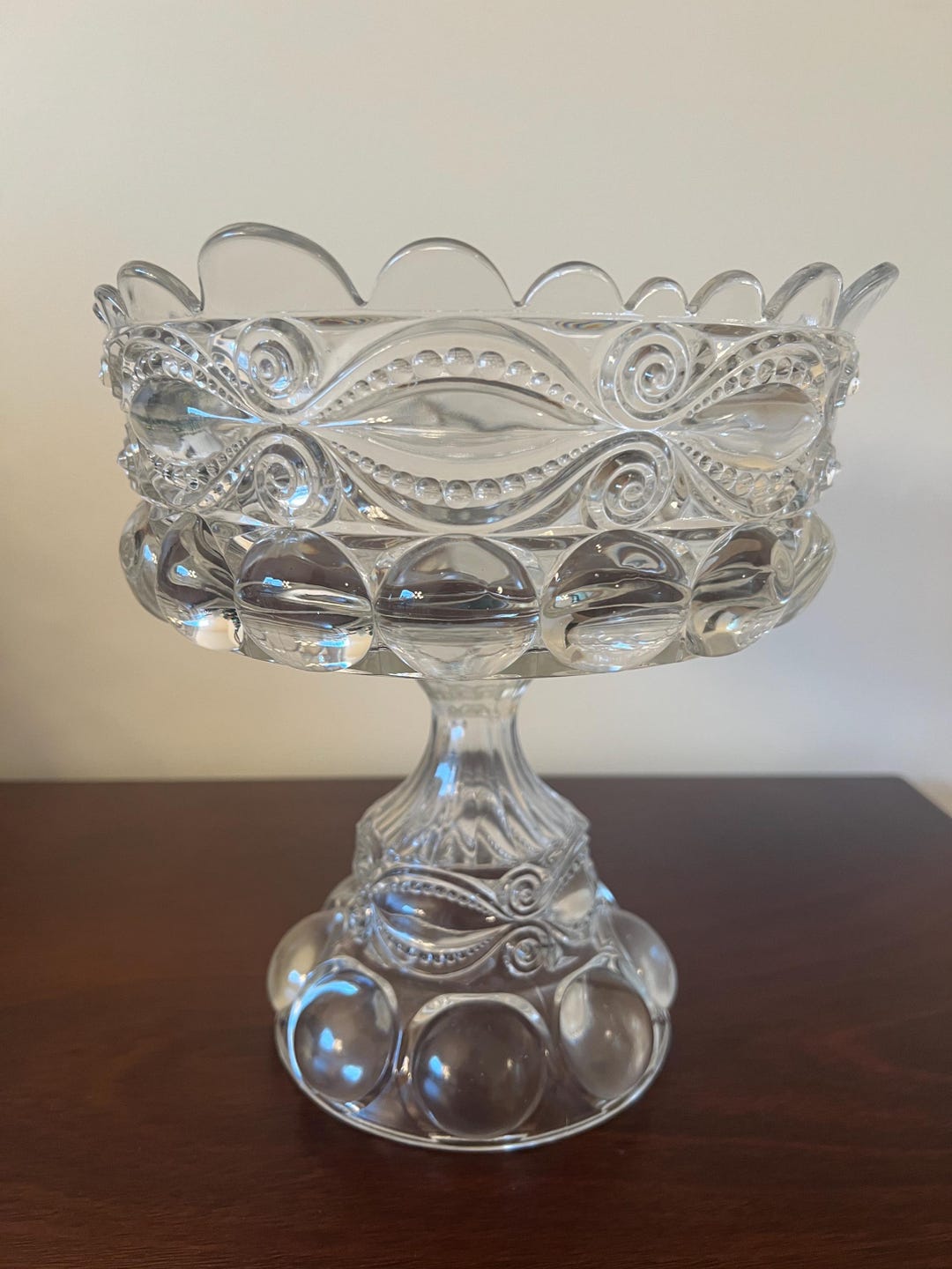 1890s EAPG Dalzell, Gilmore & Leighton Clear Eye Winker Flared Compote ...