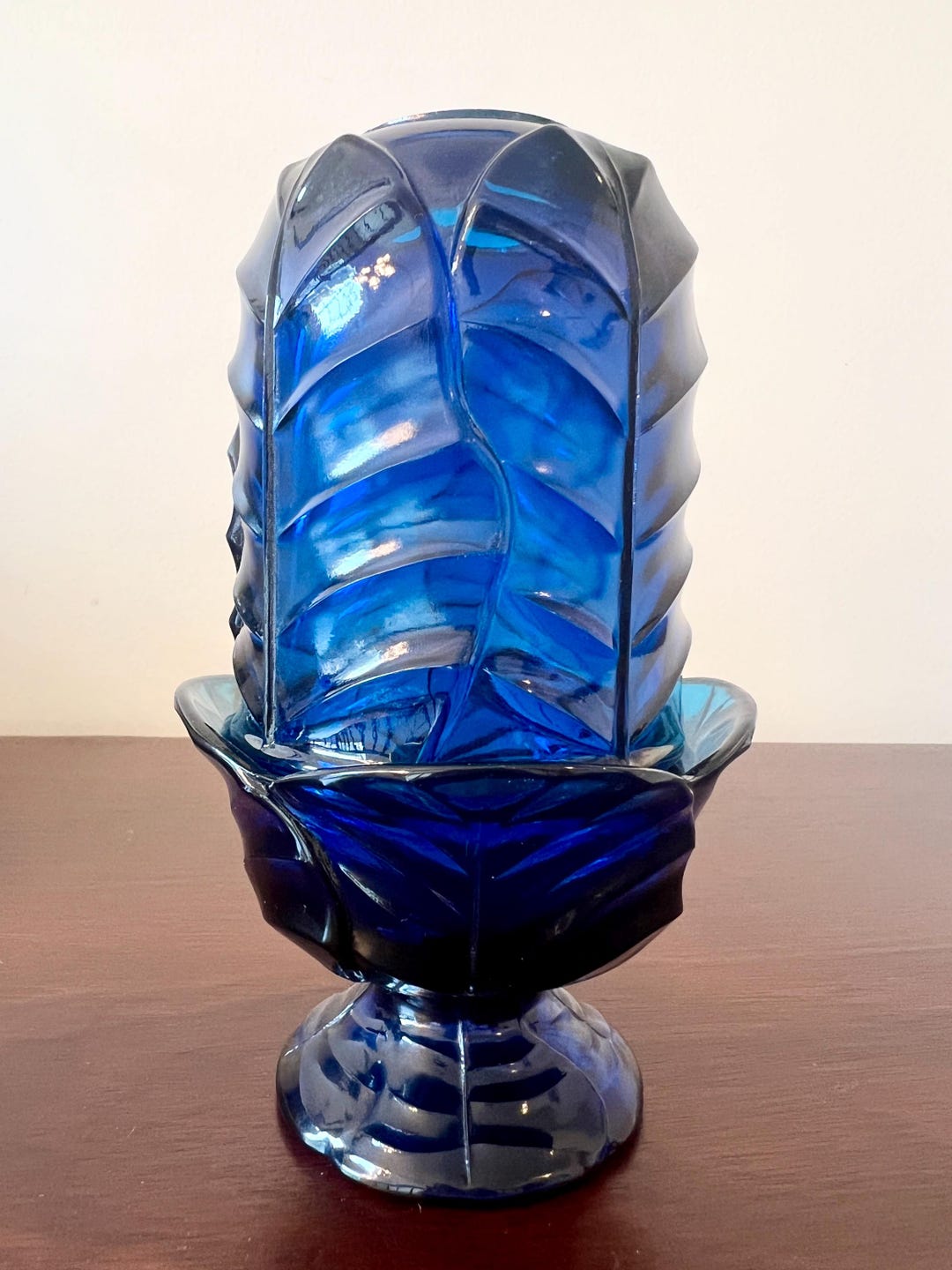 Vintage Viking Glass Epic Glimmer Leaf Fairy Lamp in Charcoal Blue - Etsy