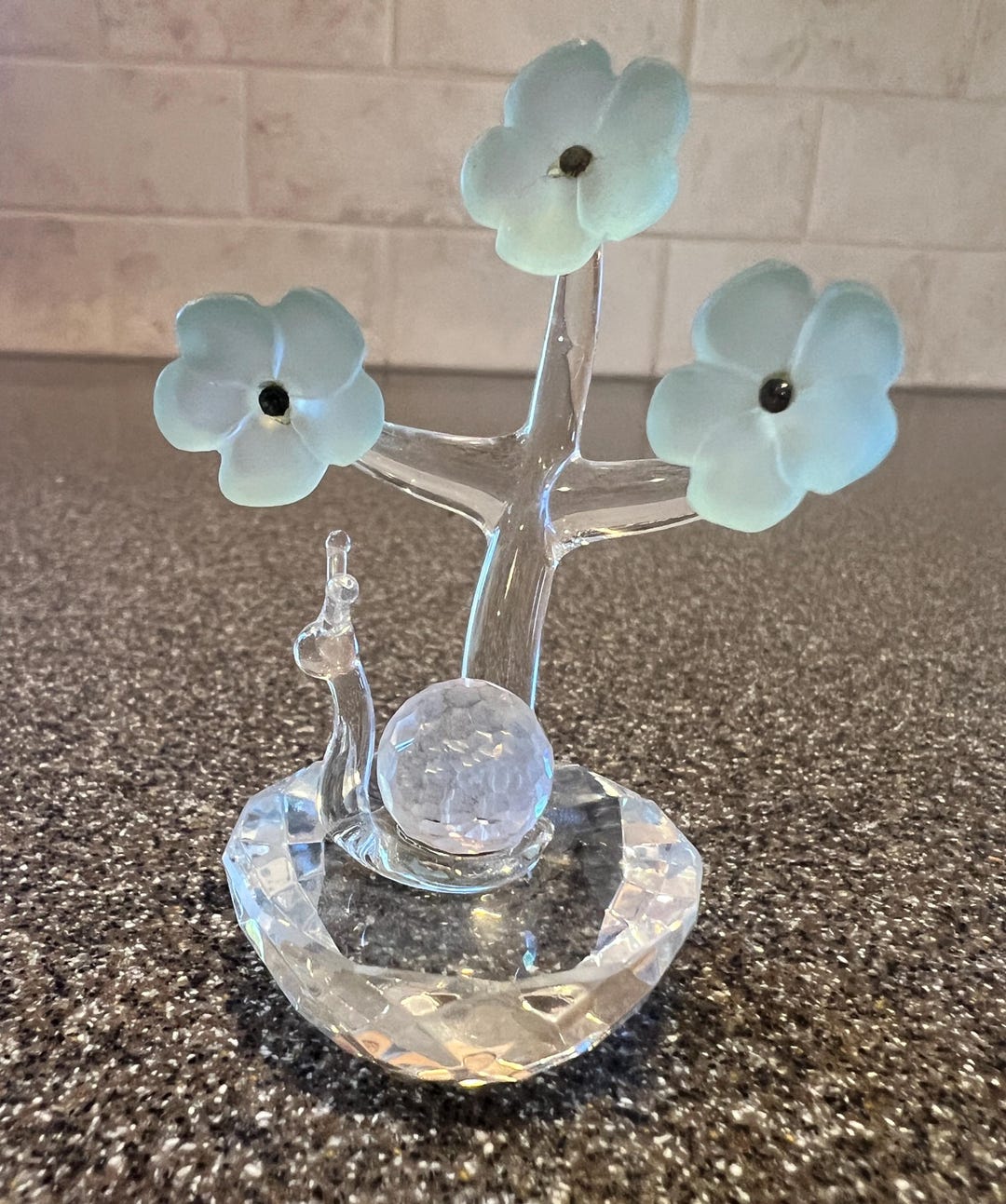 Vintage Iris Arc Blue Floral & Snail Crystal Figurine - Etsy