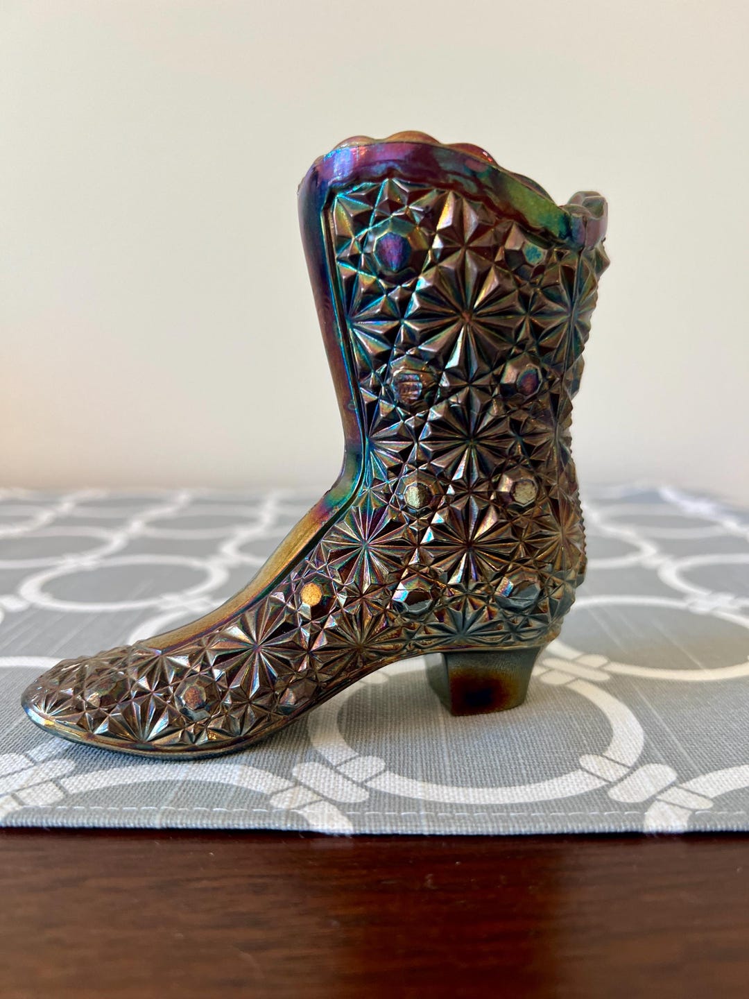 Vintage Fenton Glass Amethyst Carnival Daisy & Button Boot - Etsy