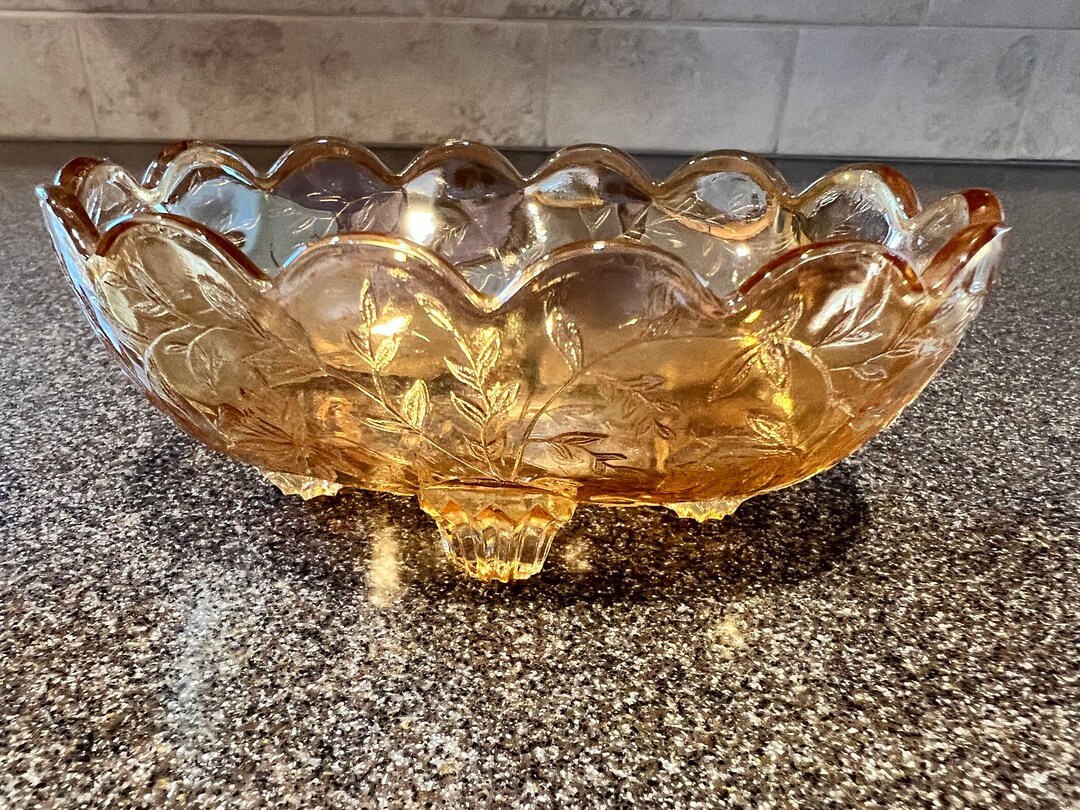 Vintage Jeanette Floragold Louisa Pattern Emobossed Footed Bowl/dish ...