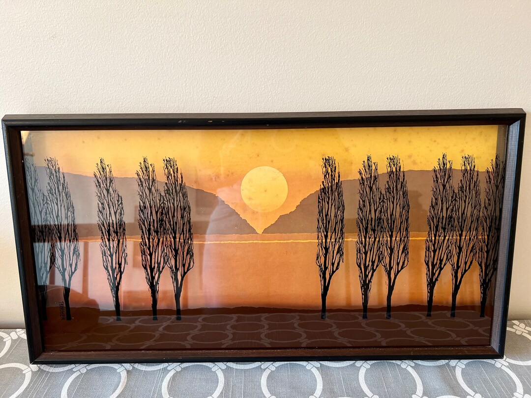 Vintage Virgil Thrasher 1974 Lucid Lines Art on Glass - Etsy