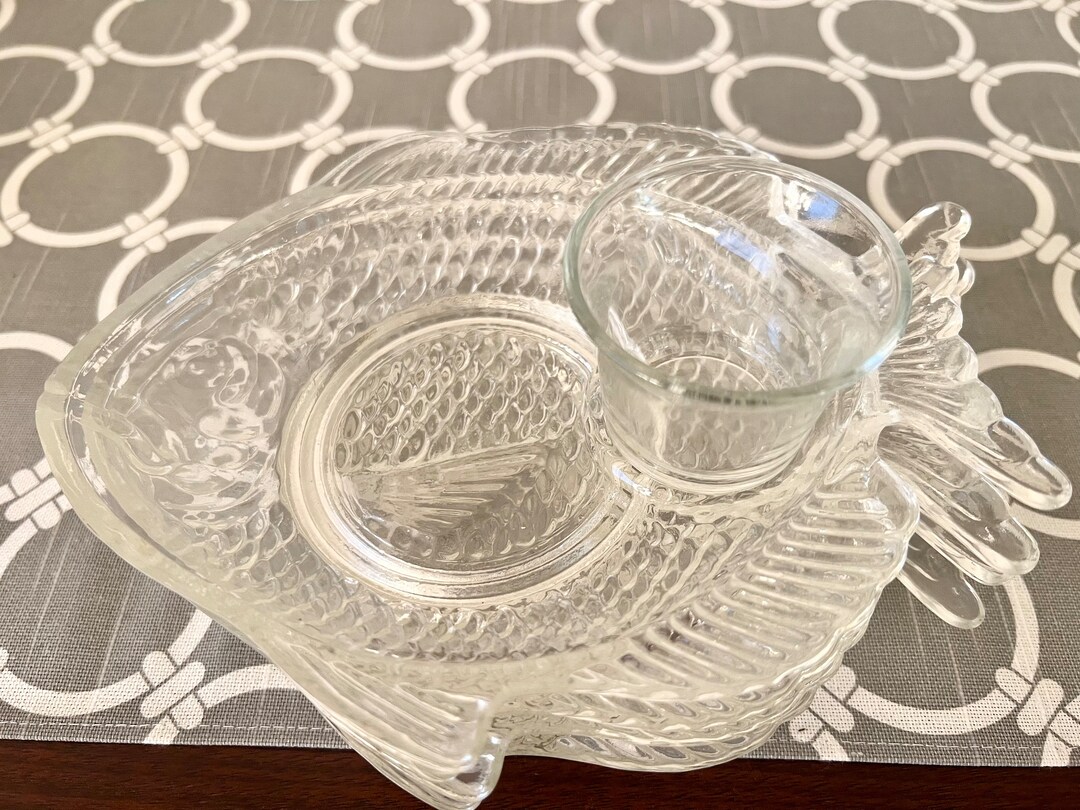Set of 4 Vintage Clear Glass Fish Appetizer/snack Plates READ - Etsy