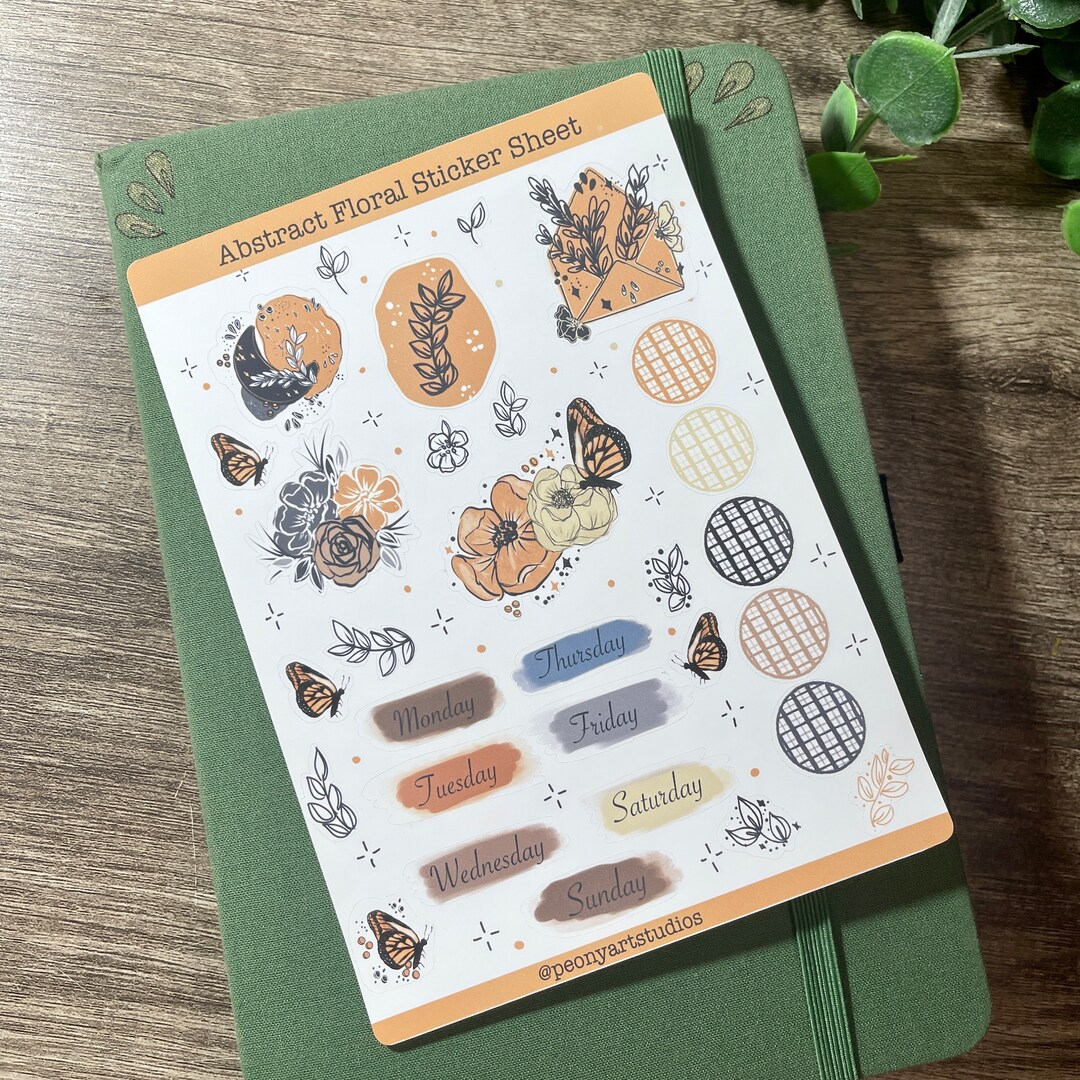 Abstract Floral Stickers, Bujo Stickers Sheets, Bullet Journal Stickers ...