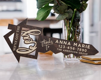 Sold Sign, Personalized Real Estate Key, Sold Wood House Key, Realtor ...