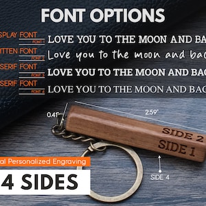 Personalized Keychain, 4 Sided Bar, Custom Engraved Keychain, Drive ...