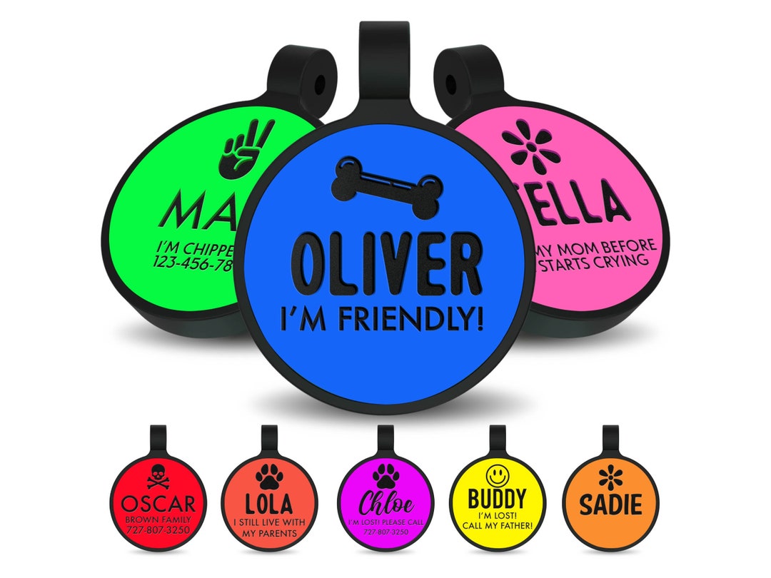 Silicone Dog Tags for Dogs Personalized, Dog ID Tags, Engraved Silicone ...