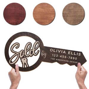 Personalized Real Estate Key, Sold Wood House Key, Sold Sign, Realtor ...