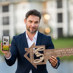 Personalized Real Estate Key, Sold Wood House Key, Sold Sign, Realtor ...