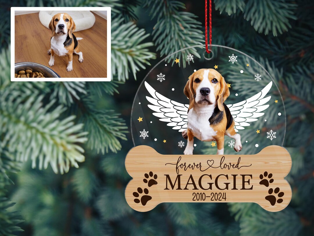 Dog Memorial Ornament, Custom Dog Photo Ornament, Dog Christmas ...