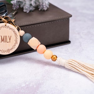 Personalized Boho Keychain for Women, Beaded Name Keychain, Gifts for ...