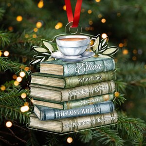 Personalized Christmas Book Tree Name Ornament, Bookworm Gifts, Custom ...
