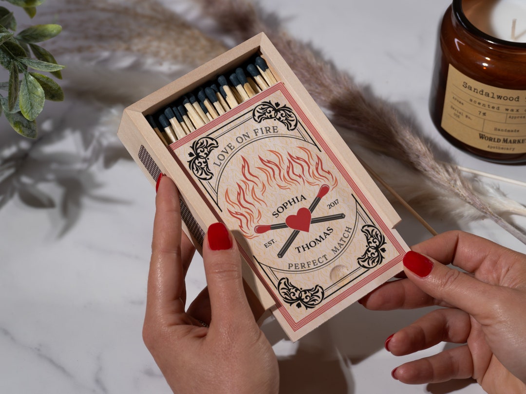 Personalized Couples Matchbox Wood, Engagement Gifts, Gifts for Couple ...