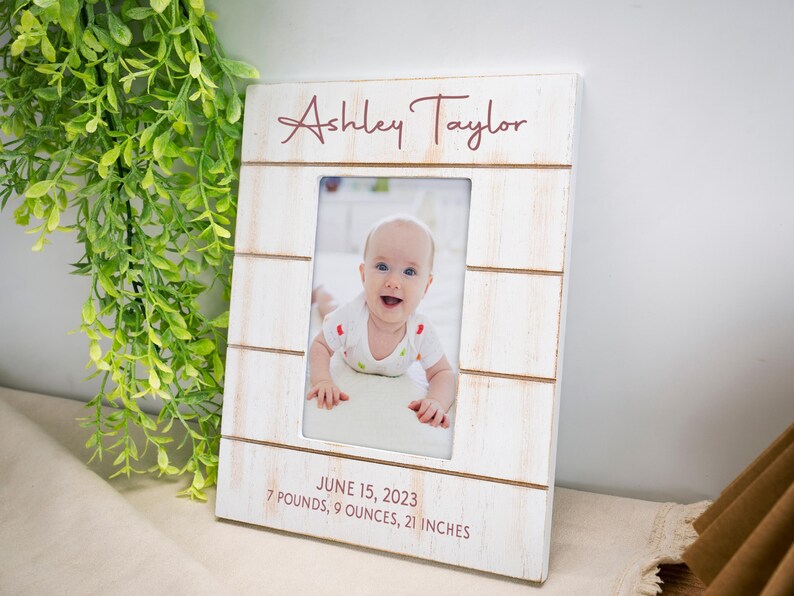 Personalized Pink Picture Frame, Baby Girl Gift, Cottage Core Baby ...