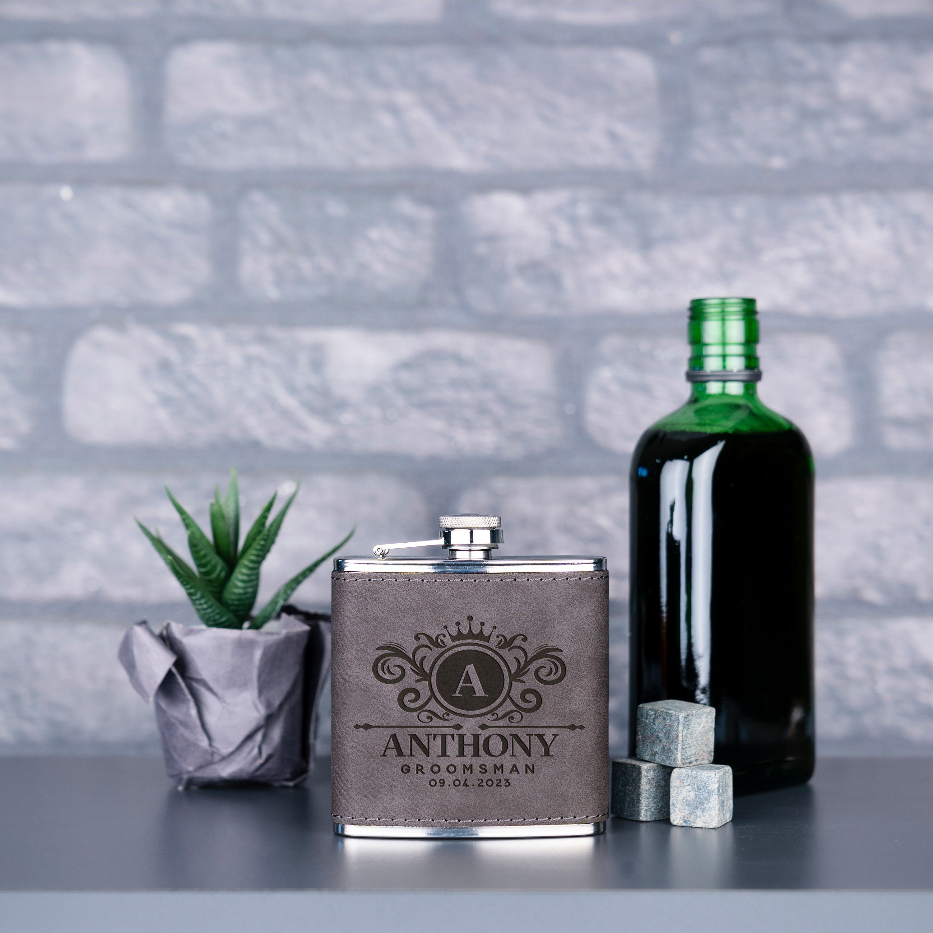 Personalized Flask for Men, Leather Flask, Groomsmen Flask, Wedding ...