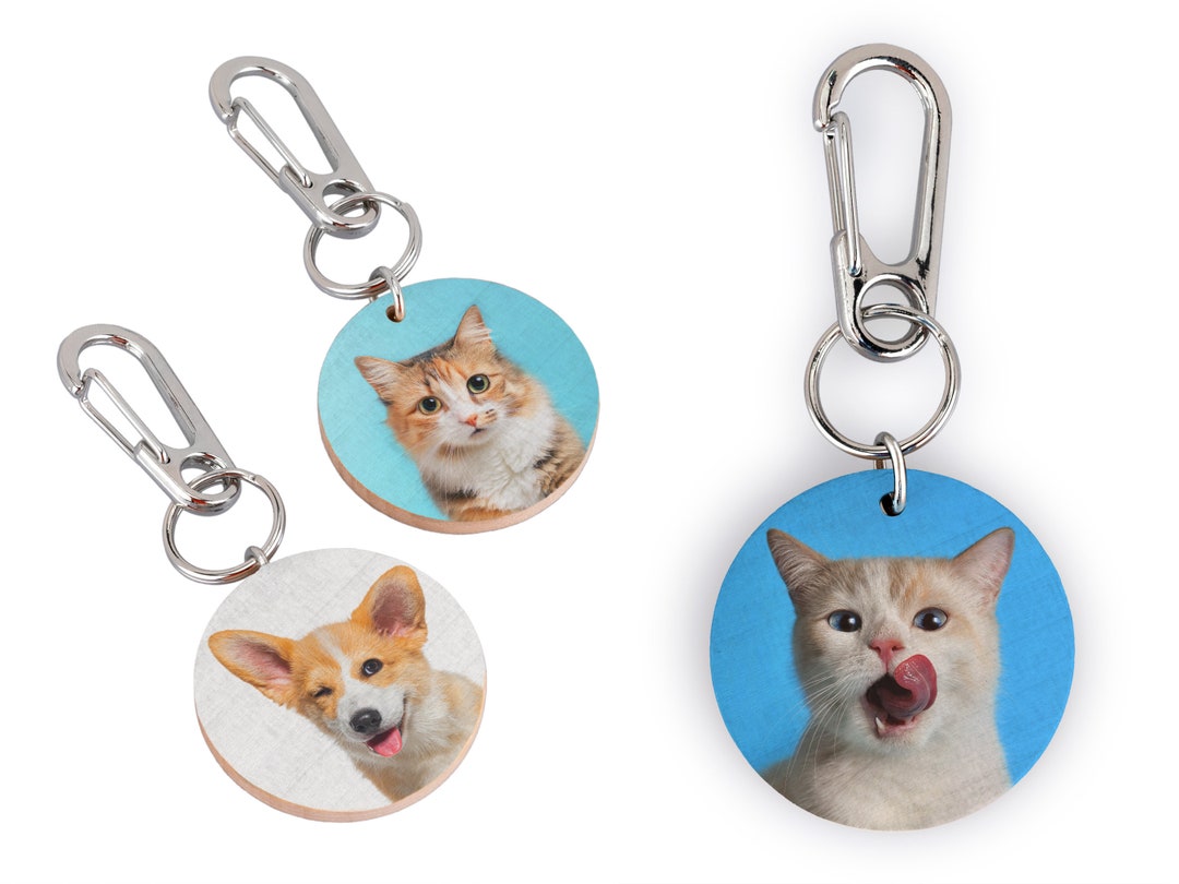 Custom Pet Portrait Keychain, Dog Photo Keyring, Personalized Dog Mom ...