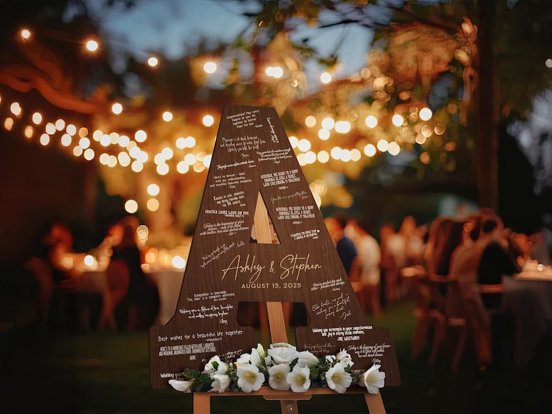 Personalized Wedding Guest Book Alternative: Initial Letter Sign, Wood ...